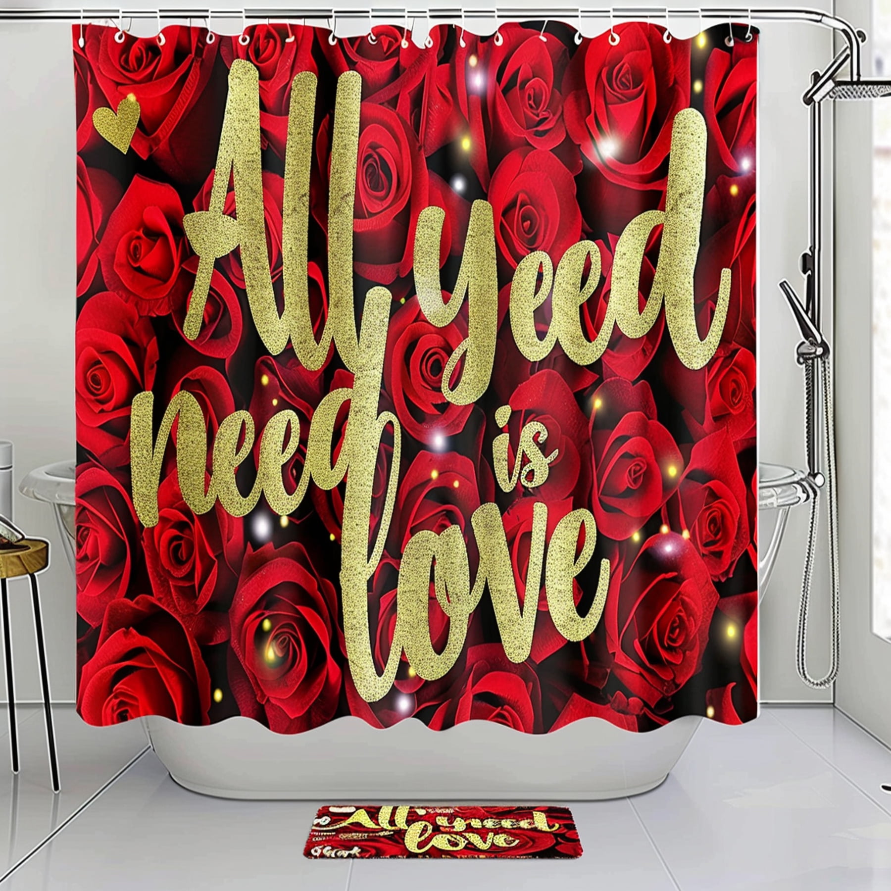 Stand Out This Valentines Day With Our Red Rose Shower Curtain Set All