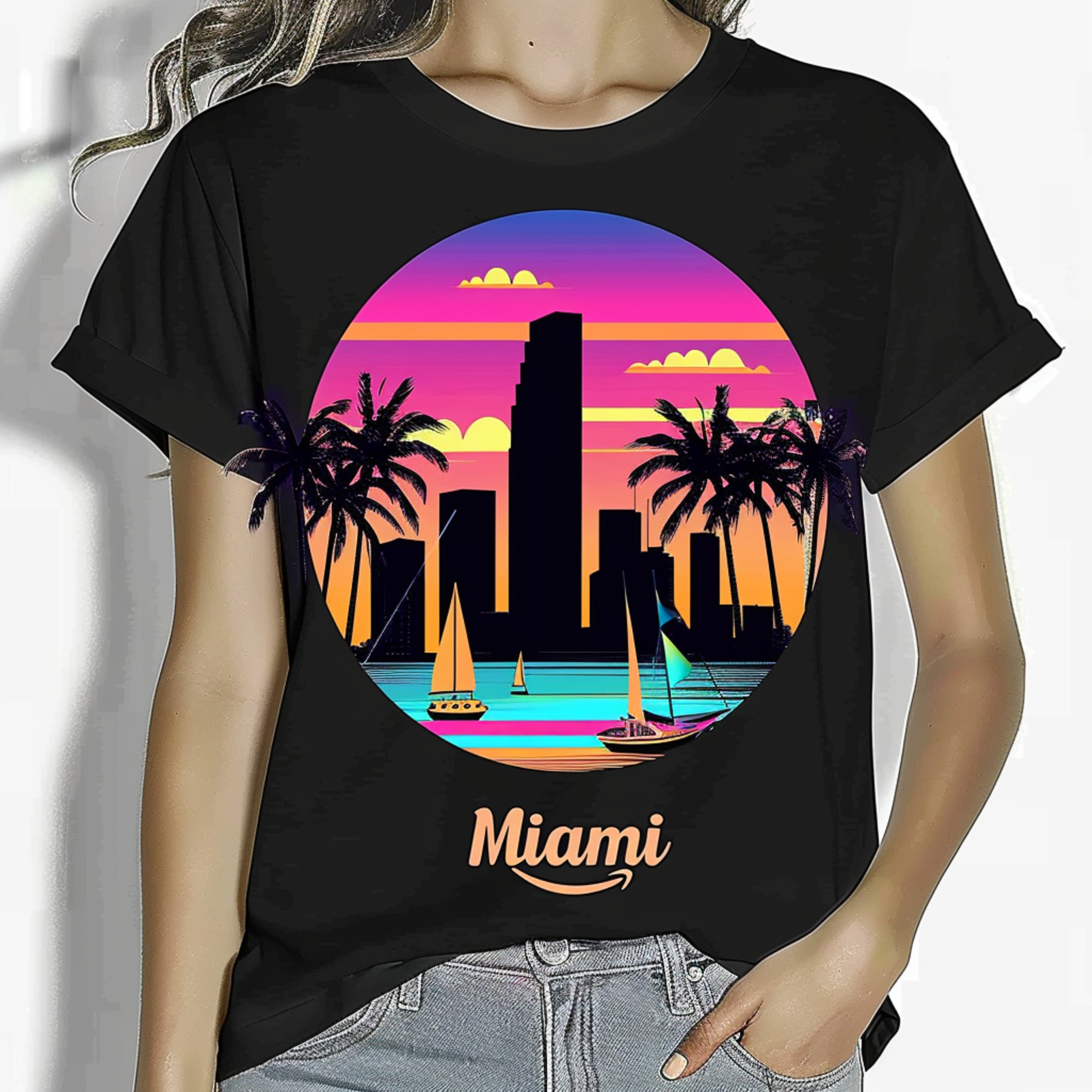 Stand out in style with our vibrant Miami skyline design on a sleek ...