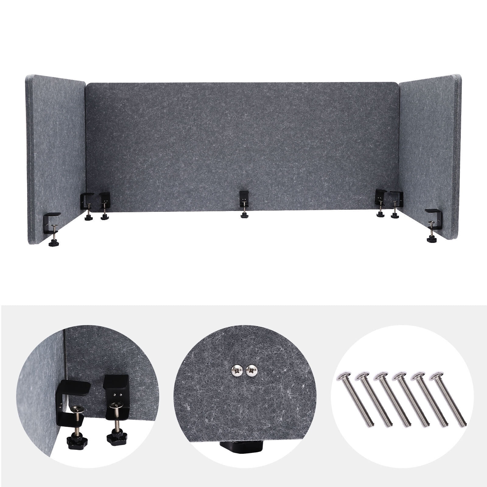 Stand up Clamp on Desk Privacy Panel Desk Divider for Office Gray, 59 ...