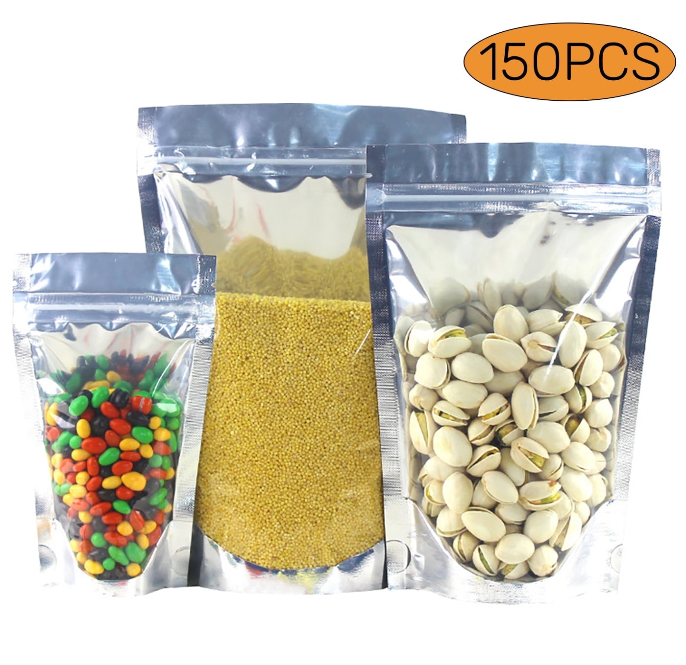 Stand up Pouches Clear Front with Aluminum Foil Back Sealable Reusable ...