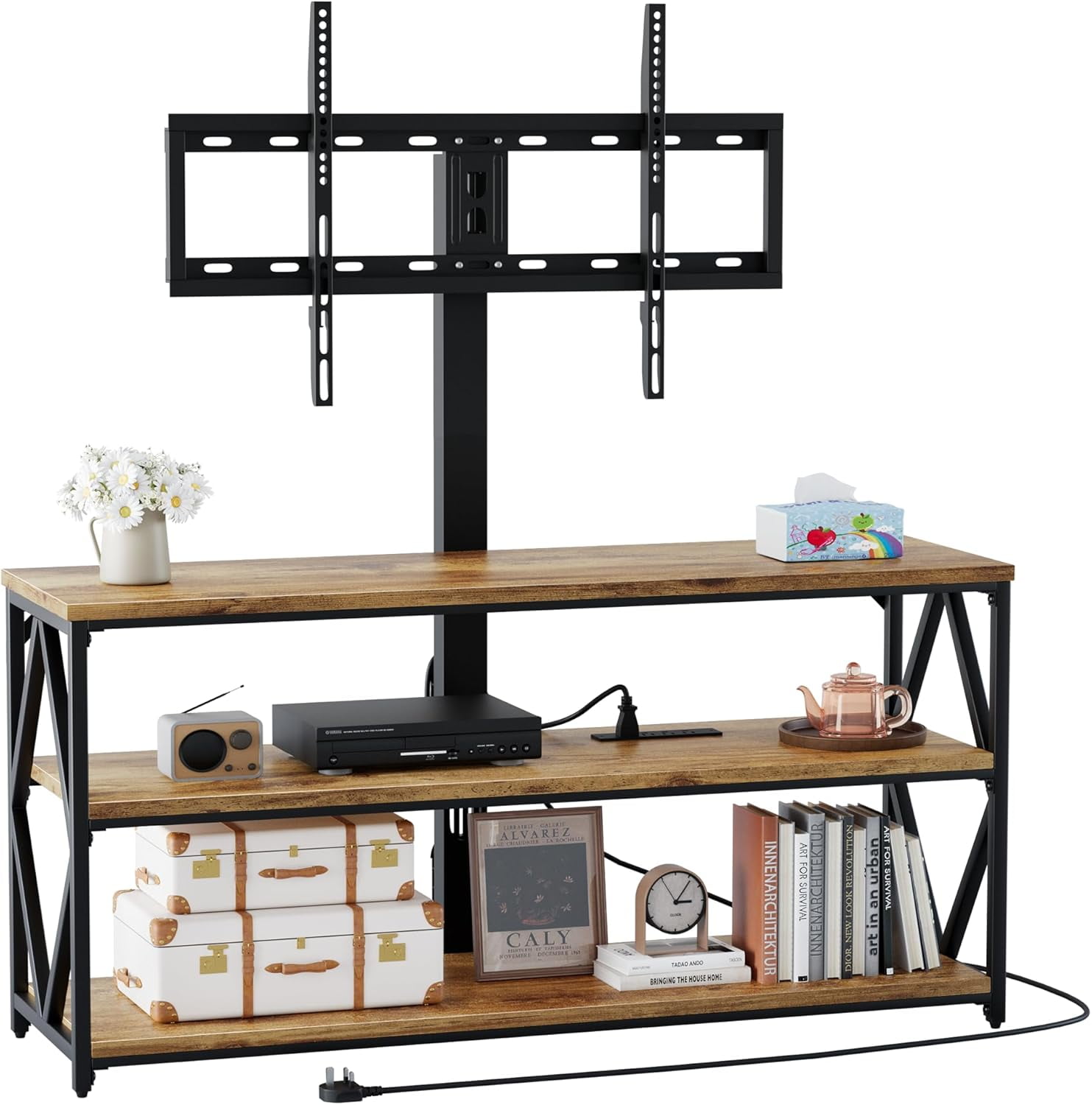 Stand with Mount and Power OutletUniversal Swivel TV Stand Mount Height ...