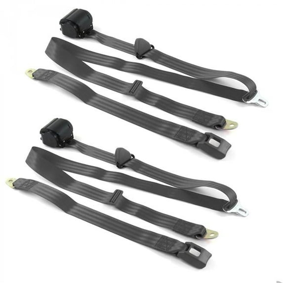 Standard 3 Point Charcoal Retractable Bucket Seat Belt Kit for Chevy Truck 1947-1954 - 2 Belts ...