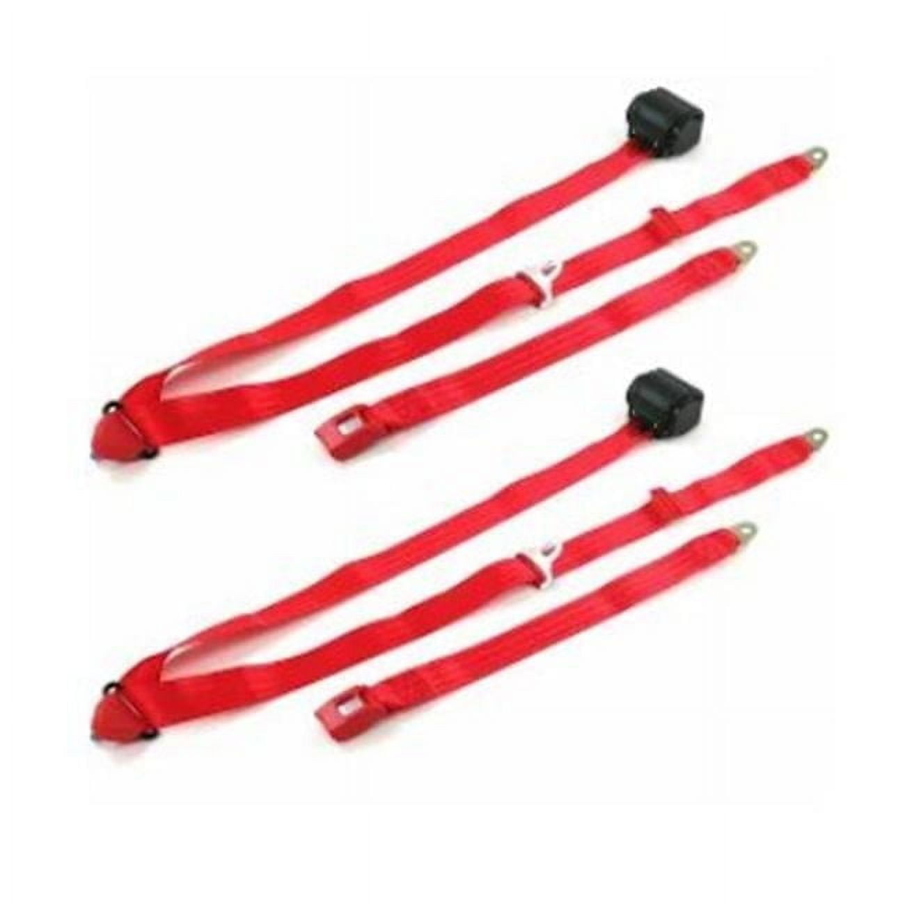 Standard 3 Point Red Retractable Bucket Seat Belt Kit with Bracketry ...