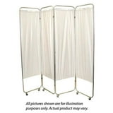 Standard 4-Panel Privacy Screen with Casters, Vinyl, White, 6 mm Thick ...