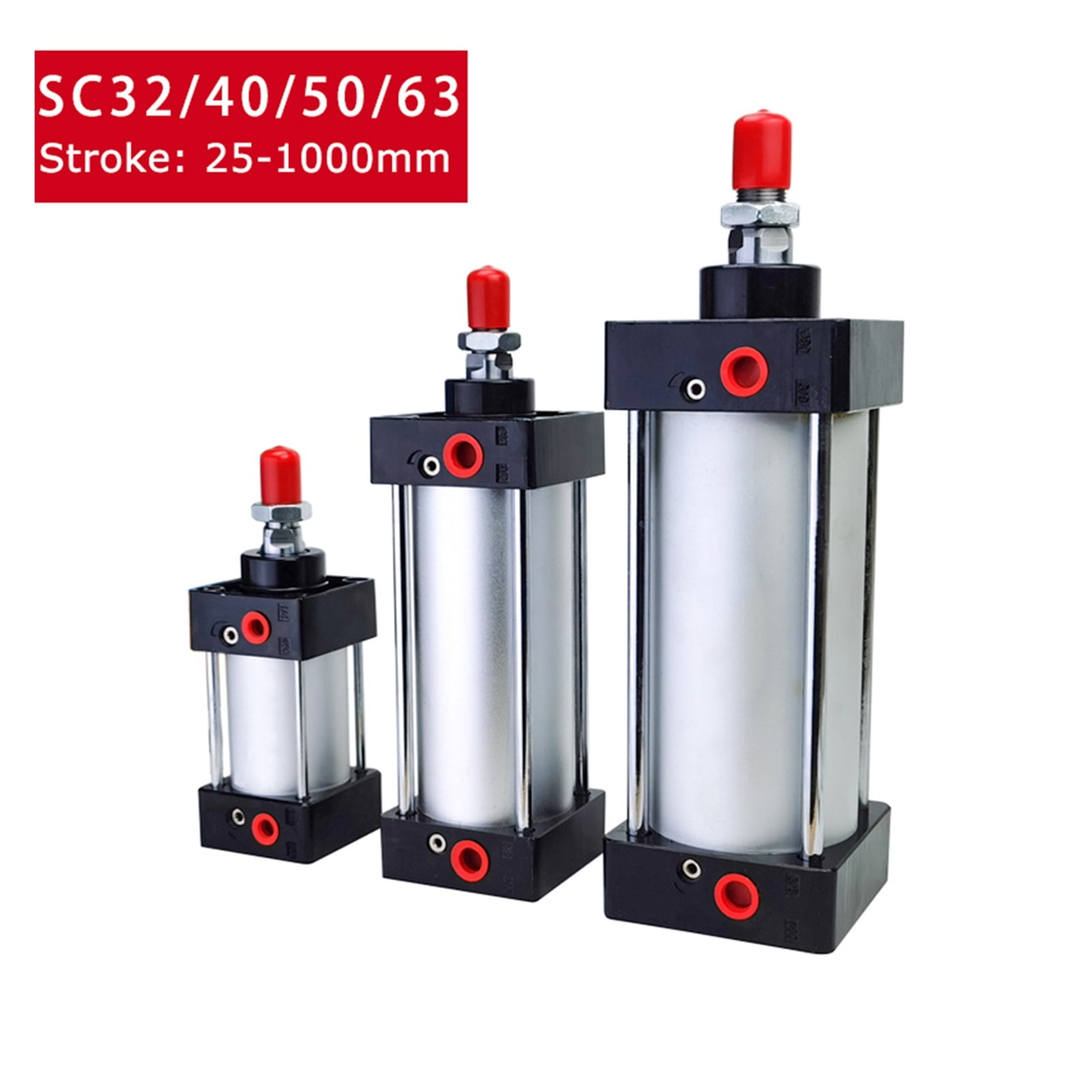 Standard Air Pneumatic Cylinders SC 32/40/50/63mm Bore Double Acting 50/75/100/125/150/175/200 ...
