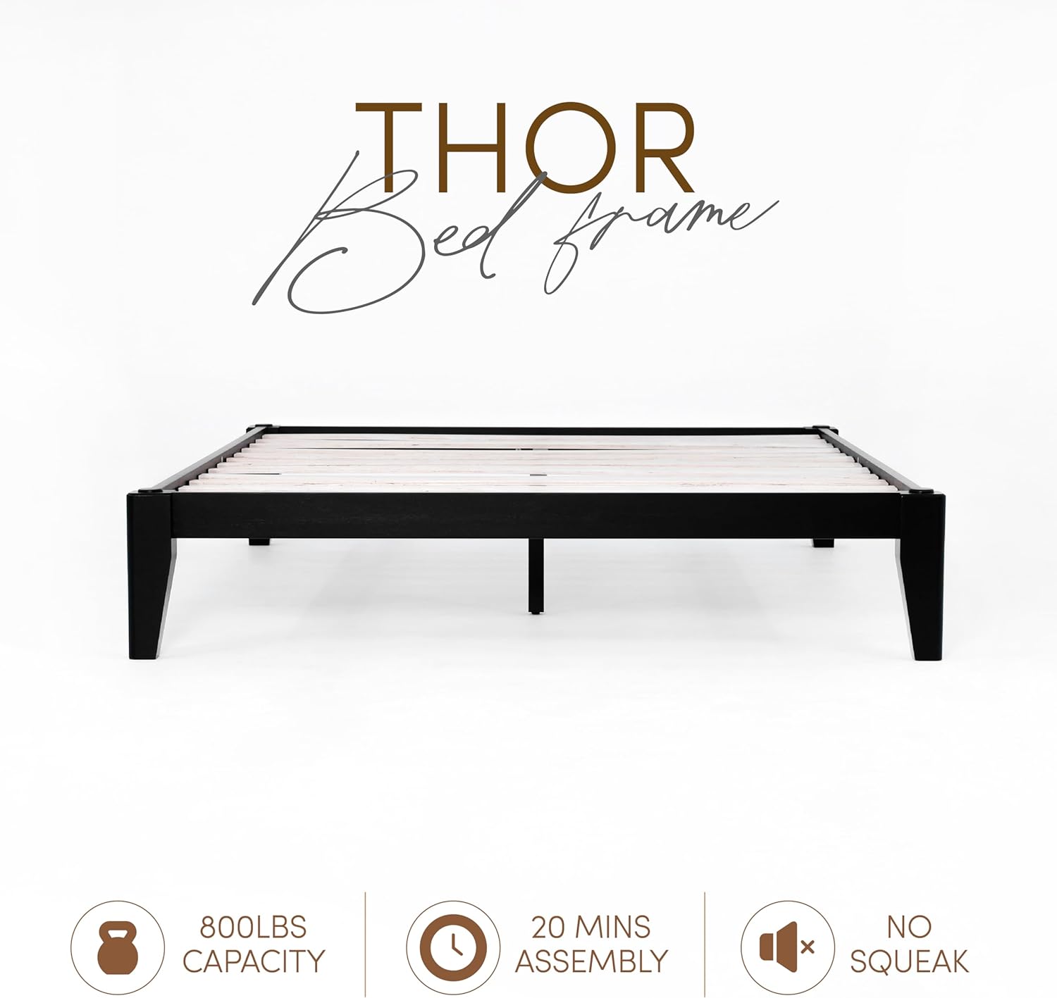 Standard Bed Frame - Solid Wood Platform Bed - Japanese Joinery - No ...