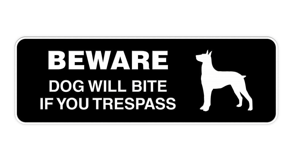 Standard Beware Dog Will Bite Sign (Black) - Large - Walmart.com