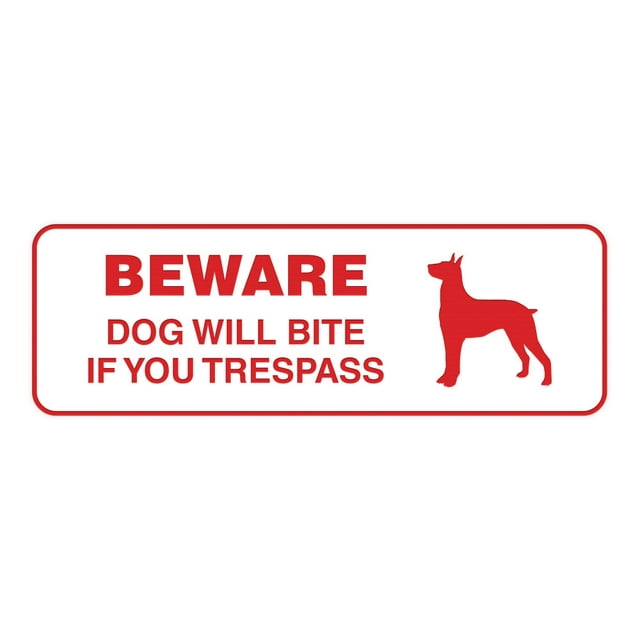 Standard Beware Dog Will Bite Sign (White/Red) - Large - Walmart.com
