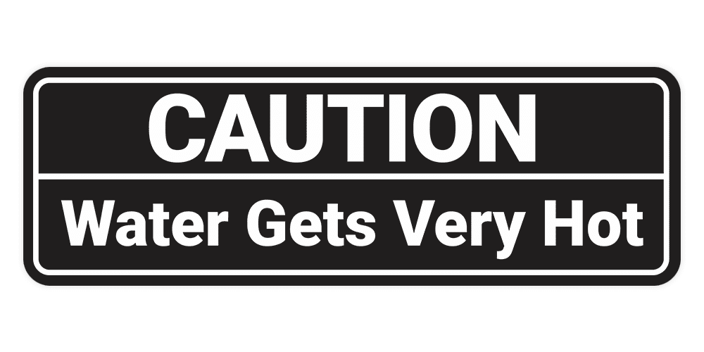 Standard Caution Water Gets Very Hot Sign (Black) - Large 1 Pack ...
