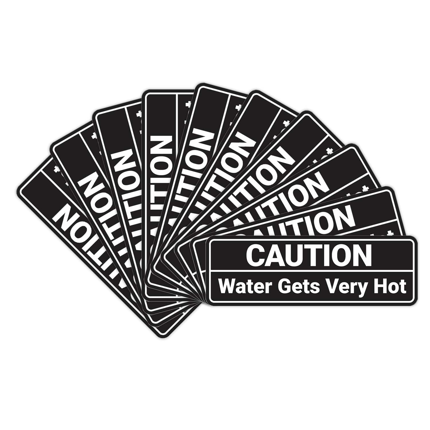 Standard Caution Water Gets Very Hot Sign (Black) - Small 10 Pack ...