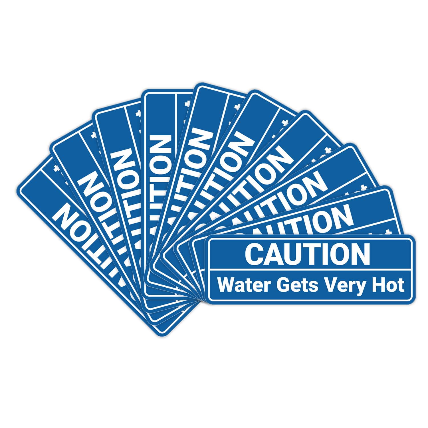 Standard Caution Water Gets Very Hot Sign (Blue) - Large 10 Pack ...