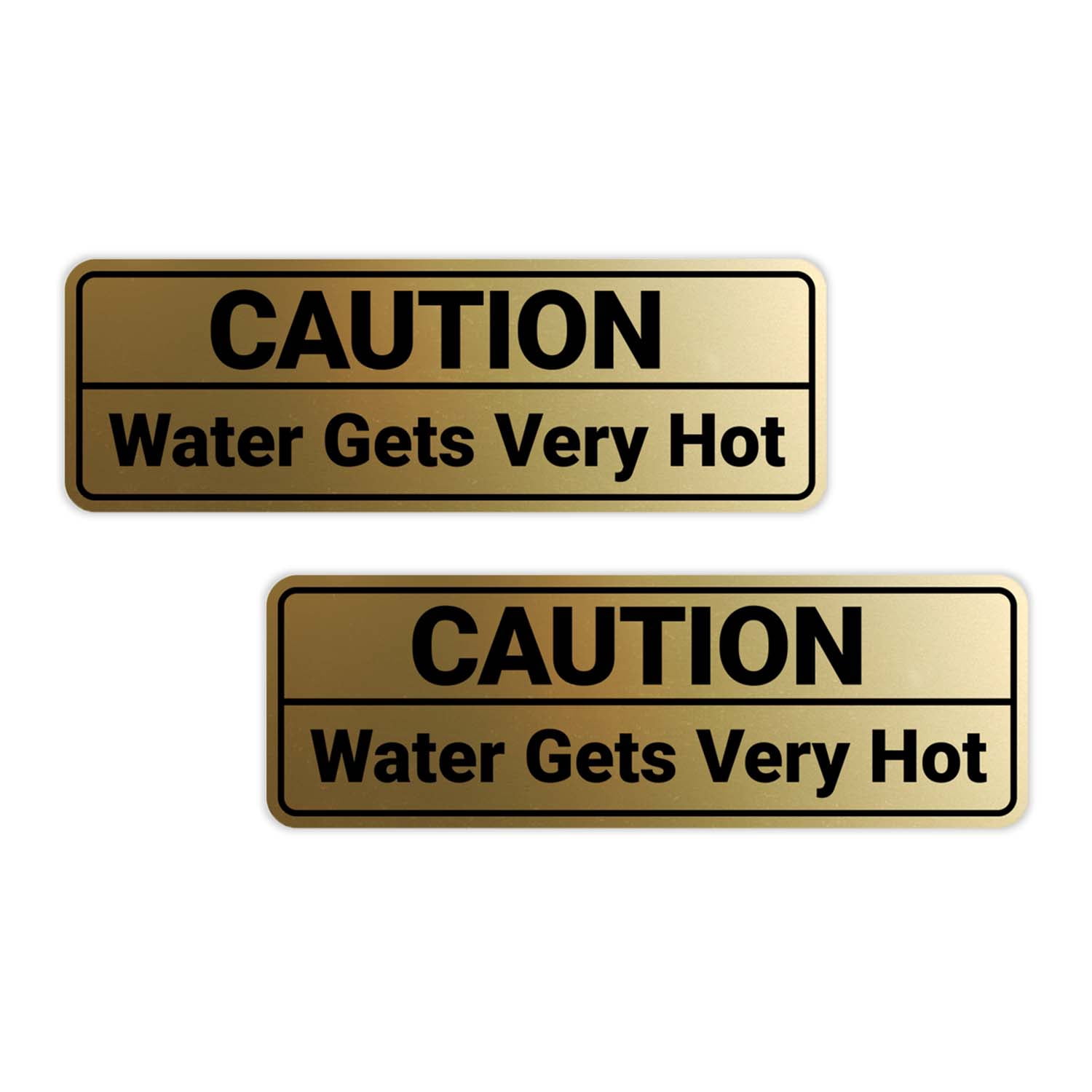 Standard Caution Water Gets Very Hot Sign (Brushed Gold) - Large 2 Pack ...