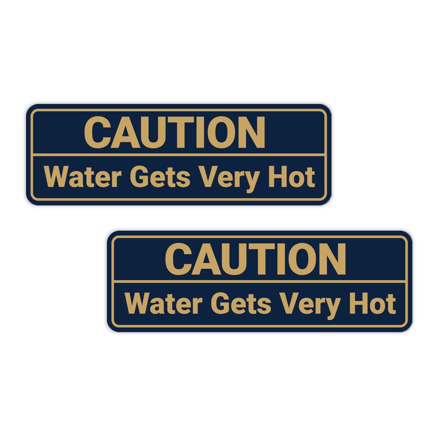 Standard Caution Water Gets Very Hot Sign (Navy Blue/Gold) - Large 2 ...