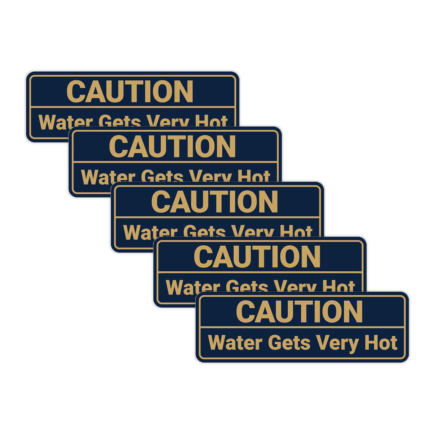 Standard Caution Water Gets Very Hot Sign (Navy Blue/Gold) - Large 5 ...