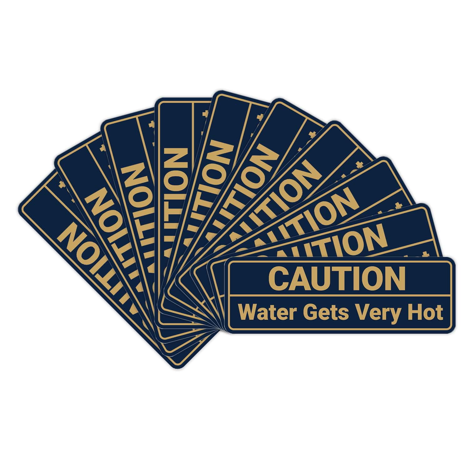Standard Caution Water Gets Very Hot Sign (Navy Blue/Gold) - Small 10 ...