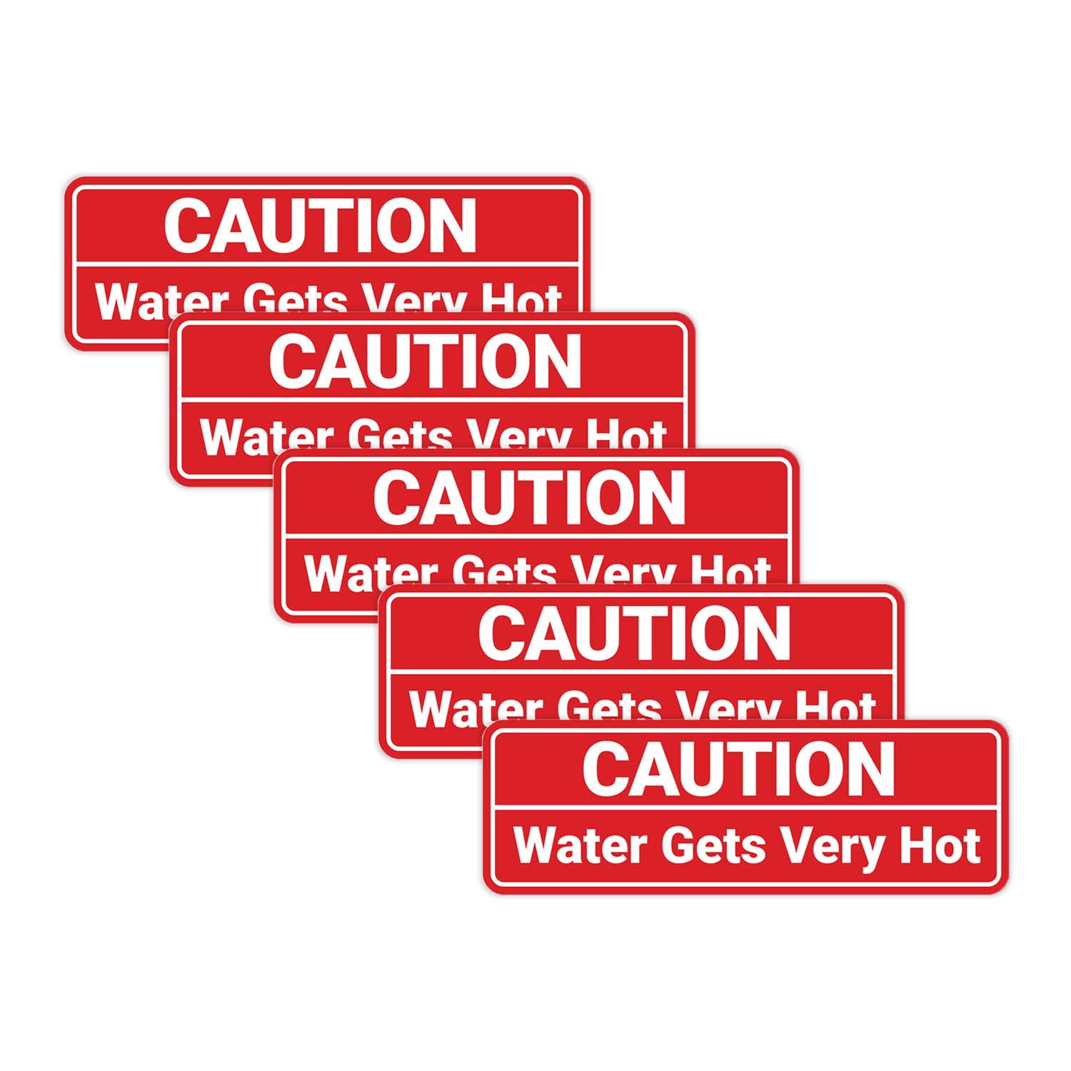 Standard Caution Water Gets Very Hot Sign (Red) - Large 5 Pack ...