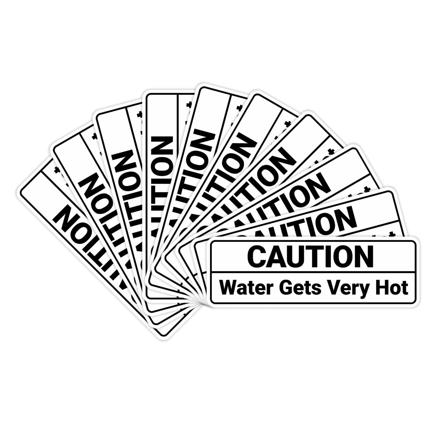 Standard Caution Water Gets Very Hot Sign (White) - Large 10 Pack ...