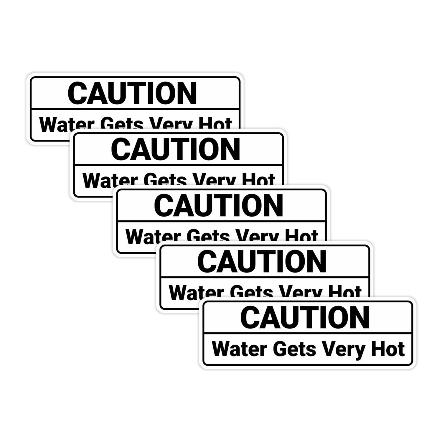 Standard Caution Water Gets Very Hot Sign (White) - Medium 5 Pack ...