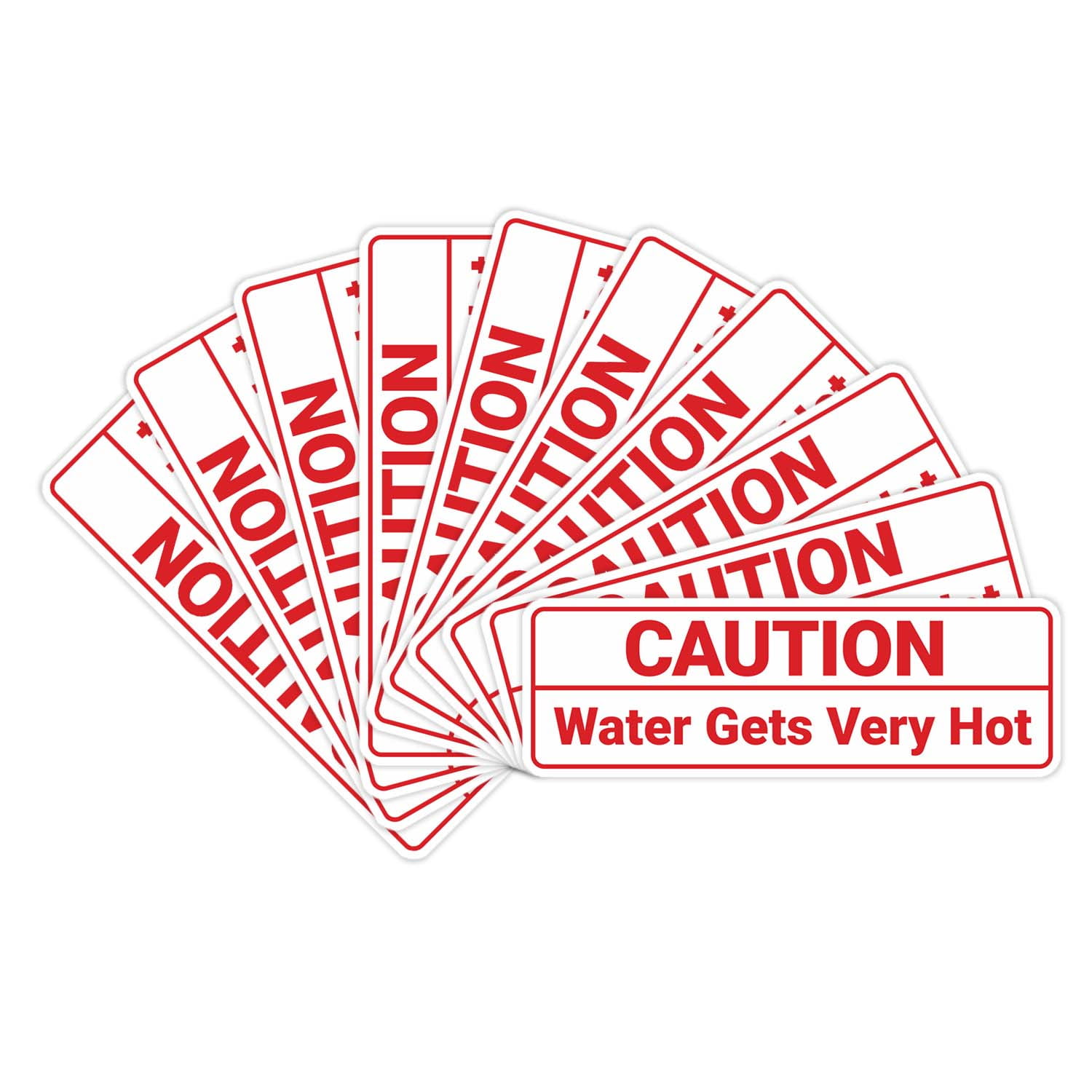Standard Caution Water Gets Very Hot Sign (White/Red) - Small 10 Pack ...