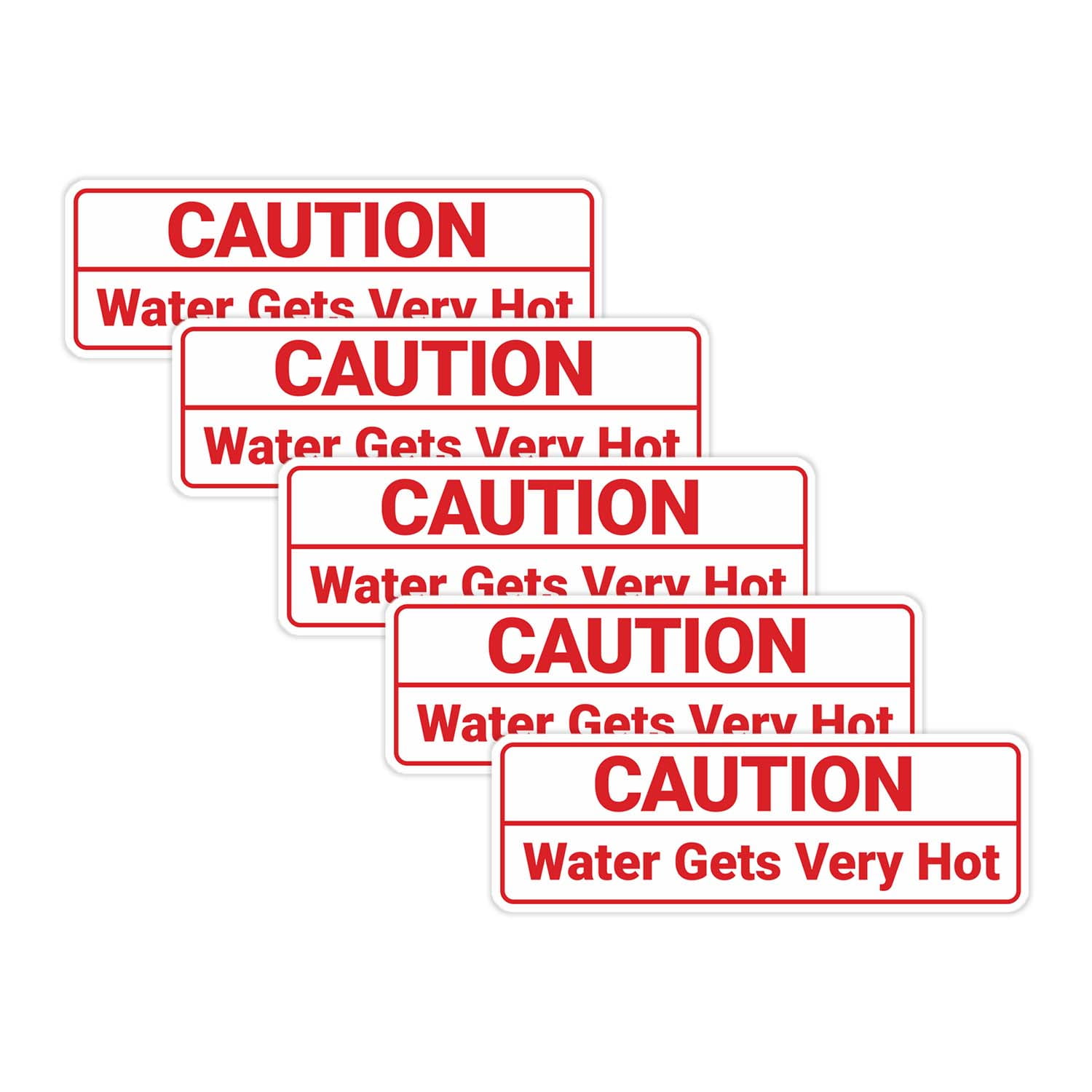 Standard Caution Water Gets Very Hot Sign (White/Red) - Small 5 Pack ...