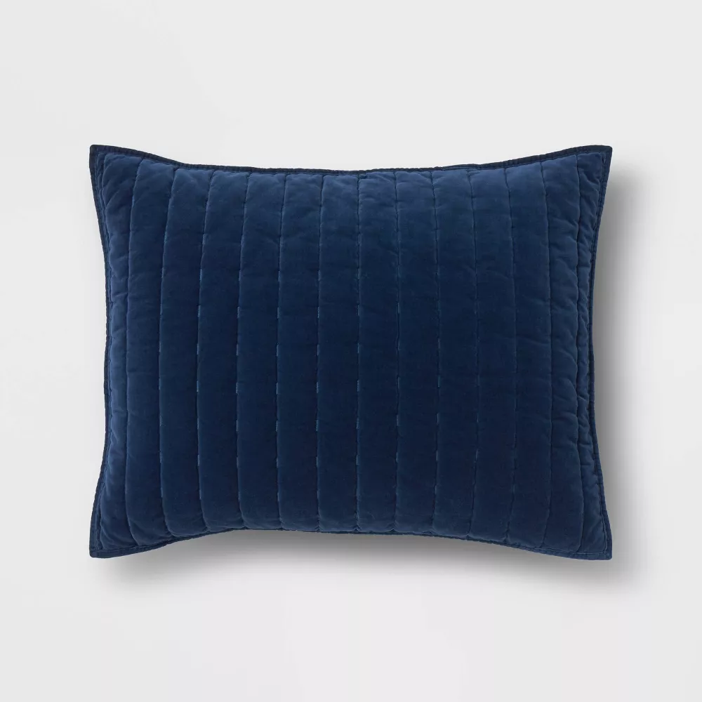 Standard Channel Stitch Velvet Quilt Sham - Cotton Backing, No Flange ...