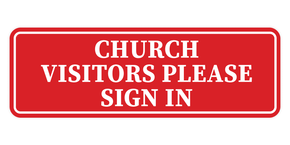 Standard Church Visitors Please Sign In Sign (Red) - Large - Walmart.com