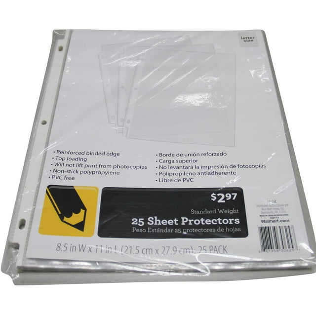 Standard Clear Sheet Protector 25 Count - Walmart.com