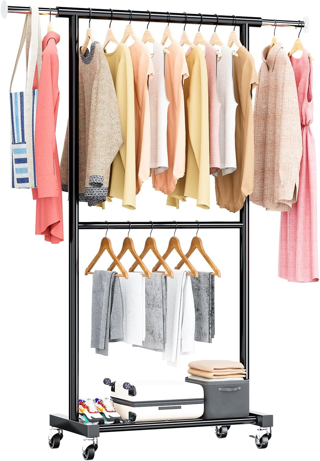 Standard Clothes Garment Rack for Hanging Clothes, Rolling Clothing ...