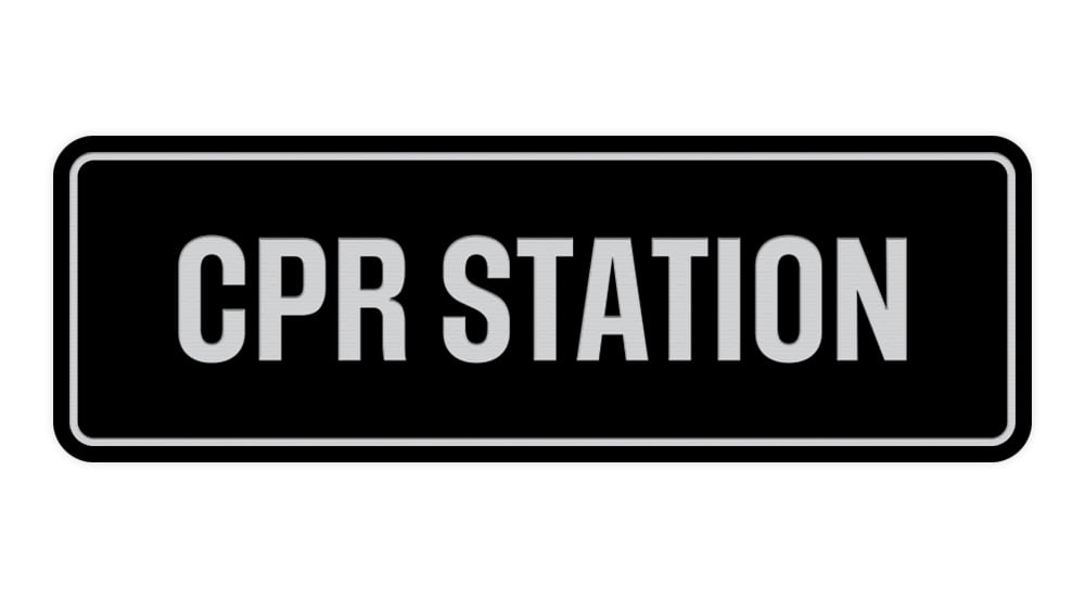 Standard Cpr Station Sign (Black / Silver) - Large 3" X 9" - Walmart.com