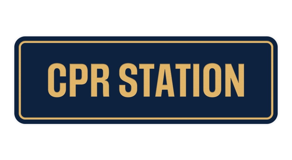 Standard Cpr Station Sign (Navy Blue/Gold) - Small 2" X 6" - Walmart.com