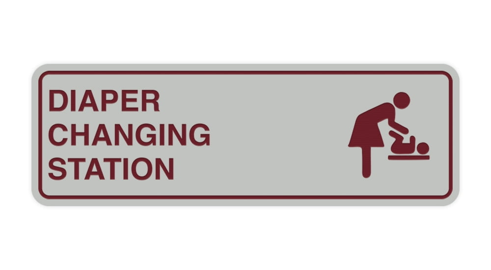 Standard Diapers Changing Station Sign (Light Grey / Burgundy) - Large ...