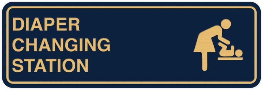 Standard Diapers Changing Station Sign (Navy Blue/Gold) - Large ...