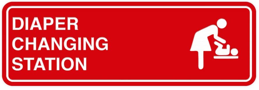 Standard Diapers Changing Station Sign (Red) - Large - Walmart.com