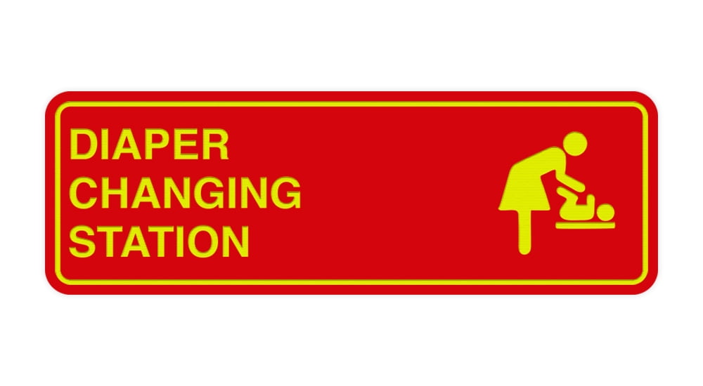 Standard Diapers Changing Station Sign (Red/Yellow) - Large - Walmart.com