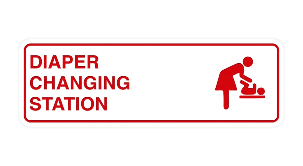 Standard Diapers Changing Station Sign (White/Red) - Small - Walmart.com