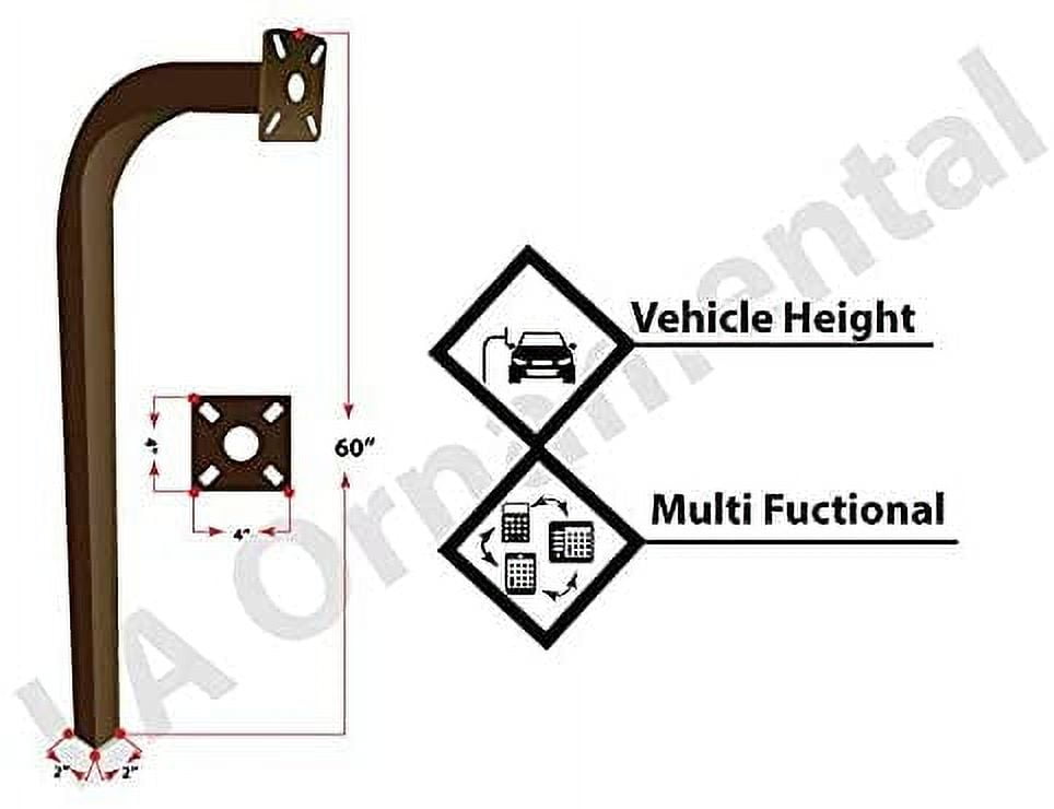 Standard Direct Burial Goose Neck Pedestal Aluminum 2" X 2" X 60" gate ...