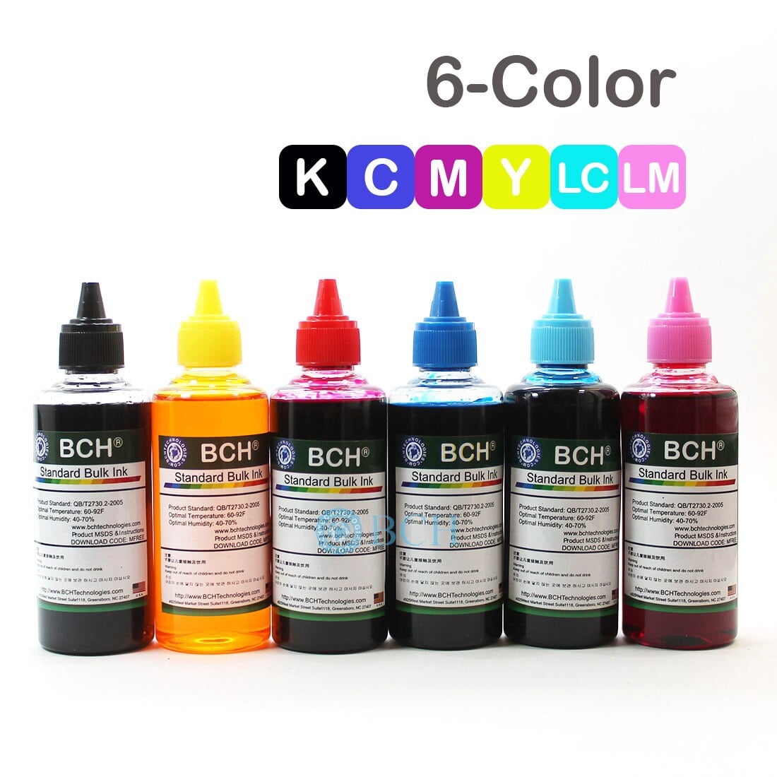 Standard Dye Ink - 100 ml x 6 Six-Color Refill Ink for Canon (KD600X-CC ...