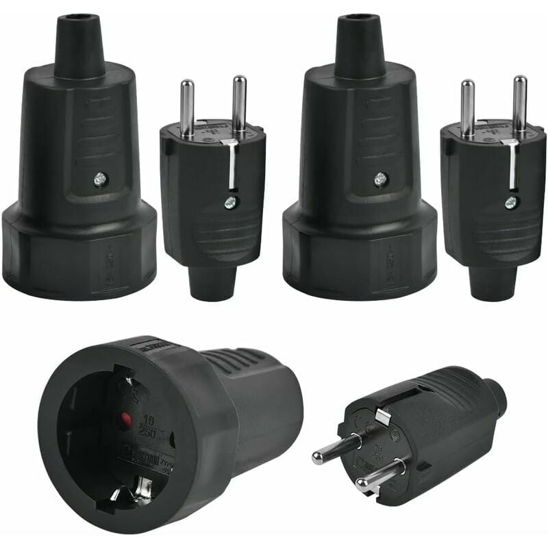 Standard European Schuko Male Plugs & Female Sockets, 3PCS Rewireable ...
