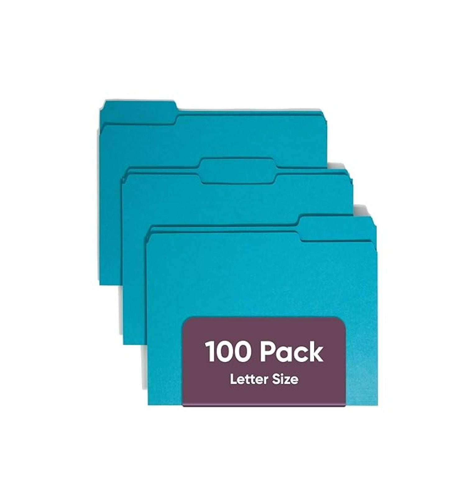 Standard File Folders, 100 Count, Teal, 1/3-Cut Tabs, Letter Size ...