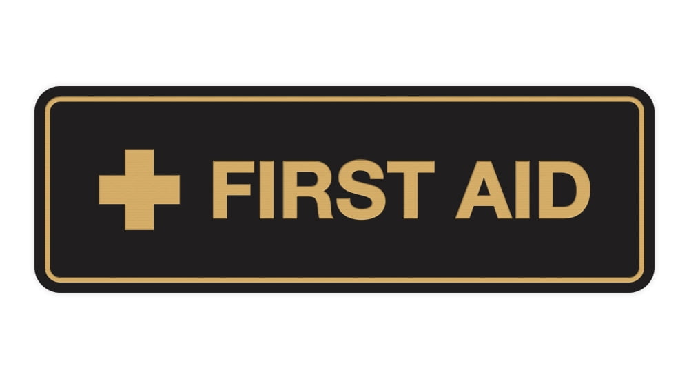 Standard First Aid Sign (Black /Gold) - Small - Walmart.com