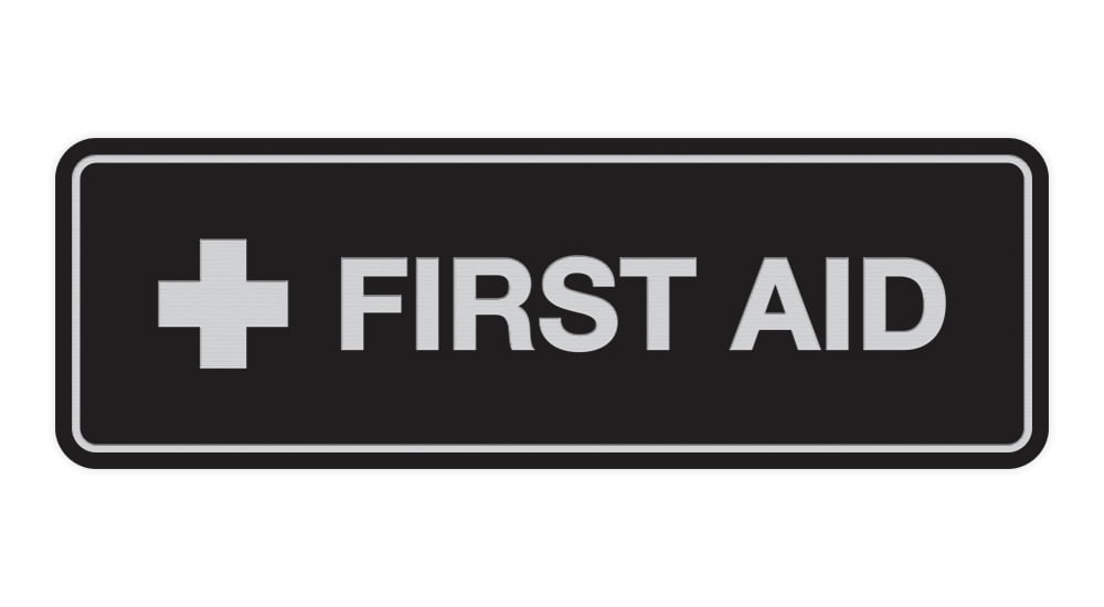 Standard First Aid Sign (Black / Silver) - Small - Walmart.com