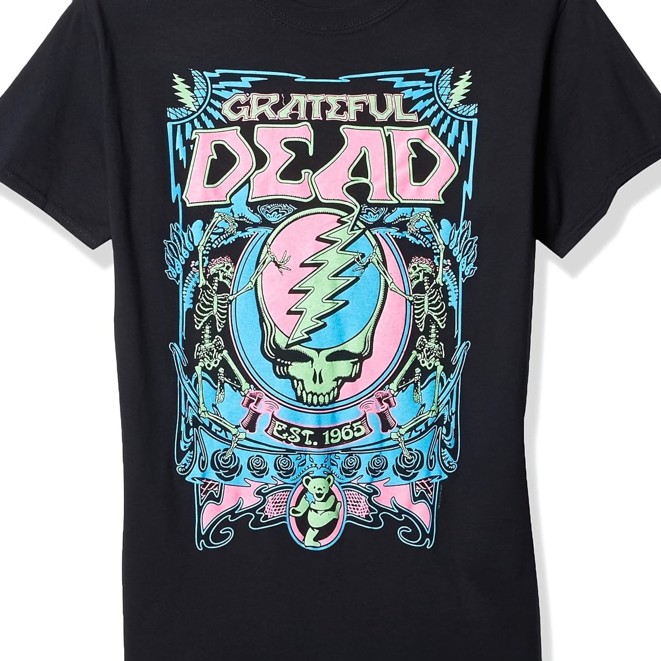 Standard Fit Mens Grateful Dead SYF Black Crew Neck Cotton T-Shirt with ...