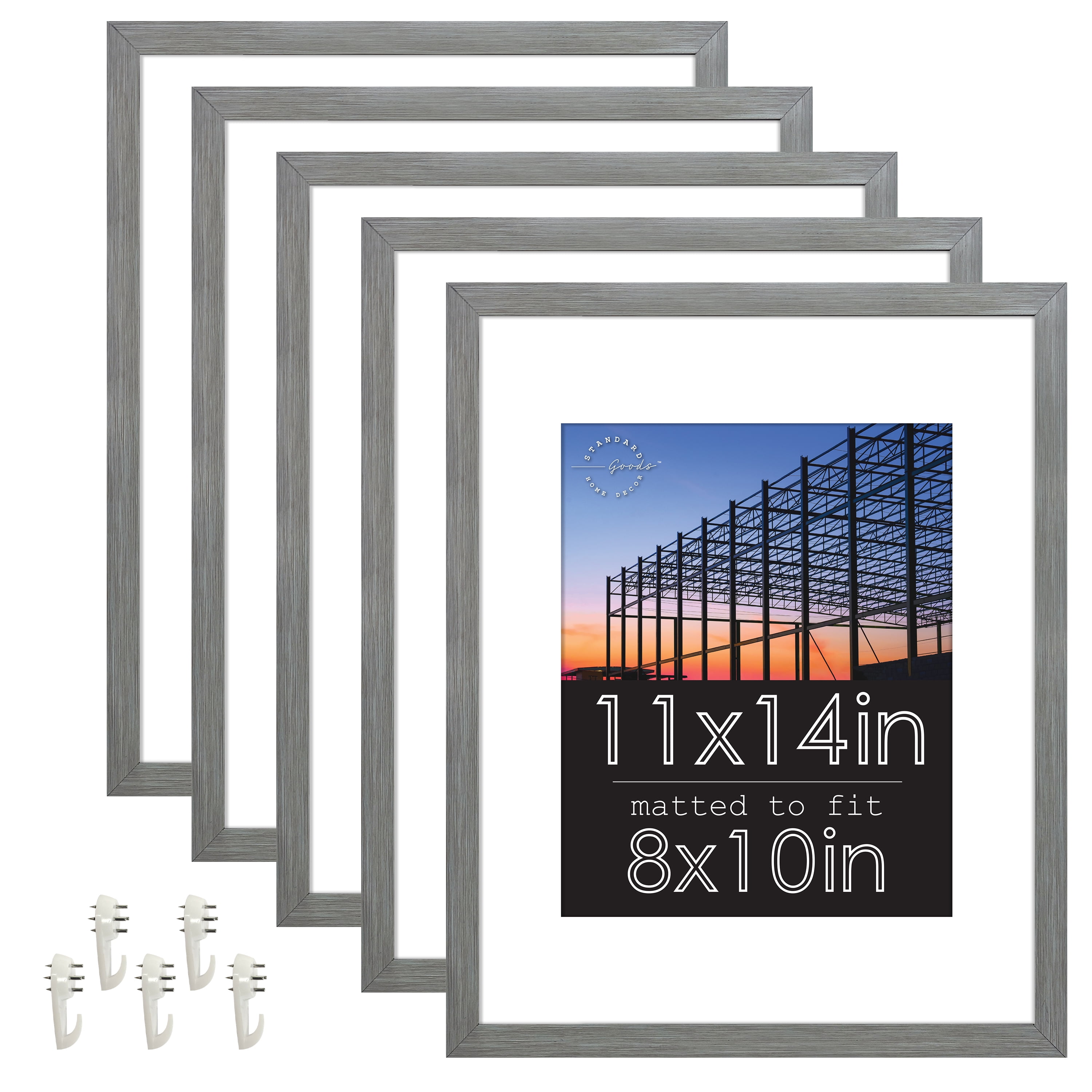 Standard Goods Home Decor 11x14 Grey Picture Frame 5-Pack for Wall ...