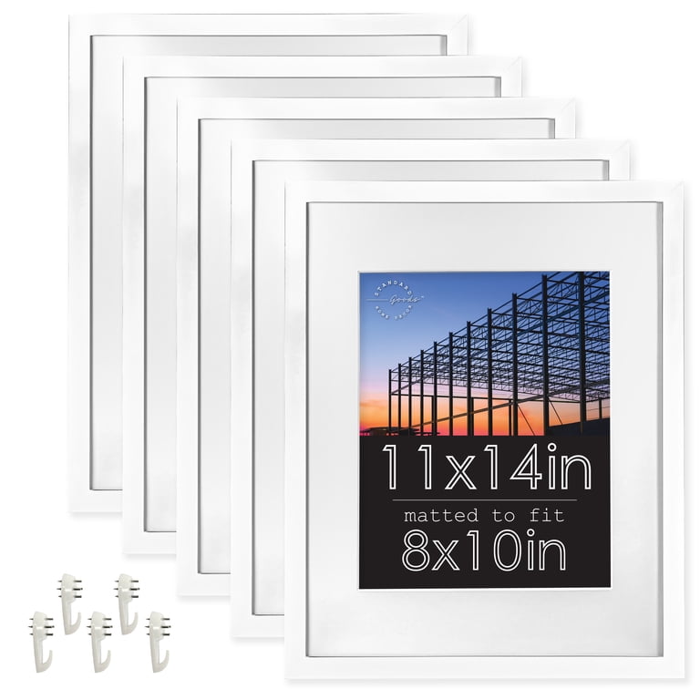 White 11x14 Frame 11x14 Matted To 8x10 Ridged Profile With White Mat