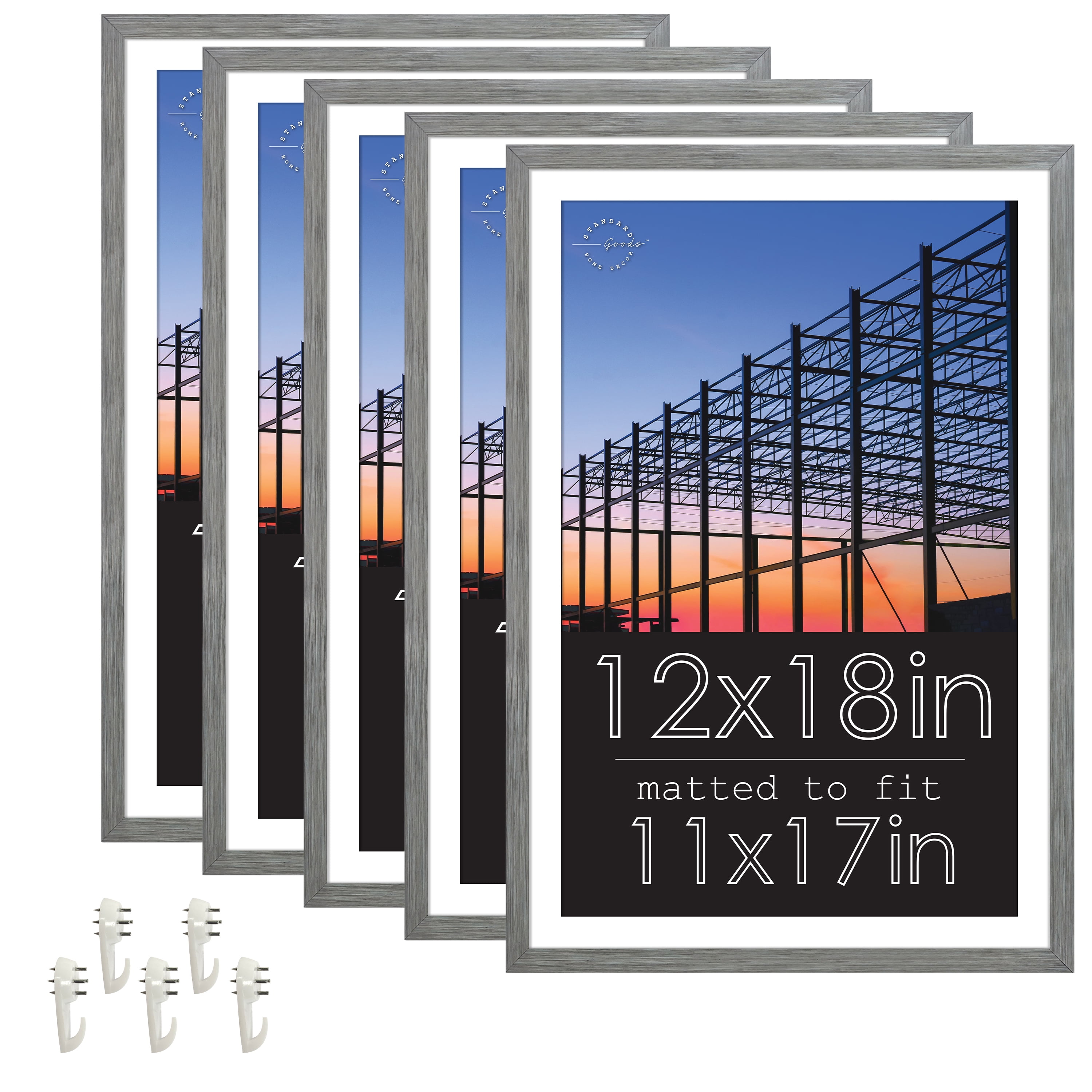Standard Goods Home Décor 12x18 Matted to 11x17 Grey Linear Picture ...
