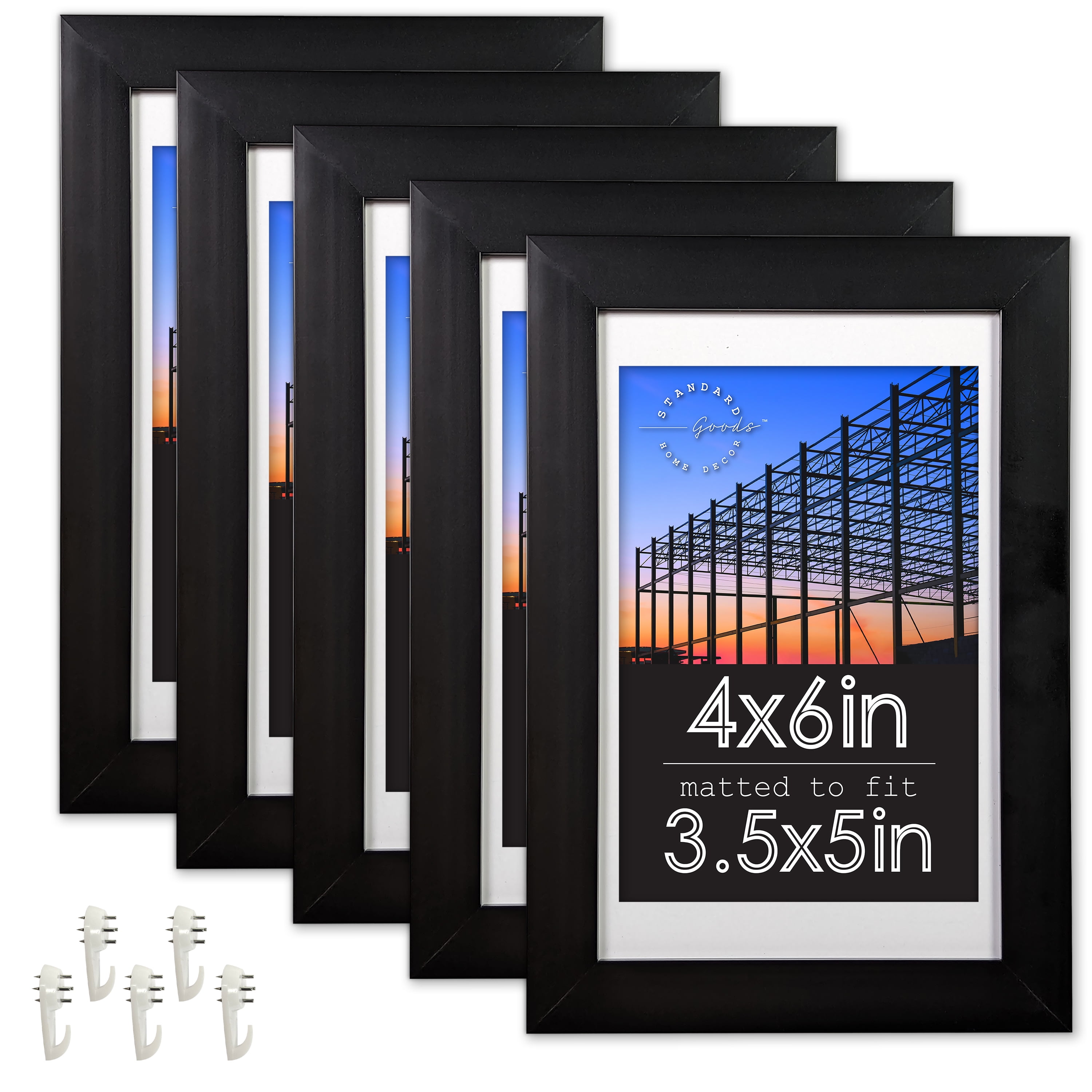 Standard Goods Home Décor 4x6 Matted to 3.5x5 Black Linear Picture ...