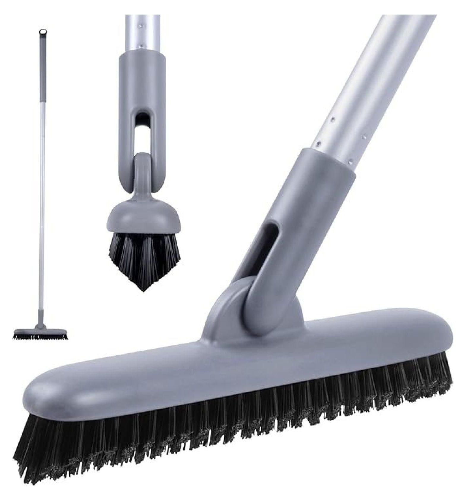 Standard Grout Scrub Brush with Long Handle, 50'' Tile Grout Scrubber, V-Shape Crevice Cleaning ...