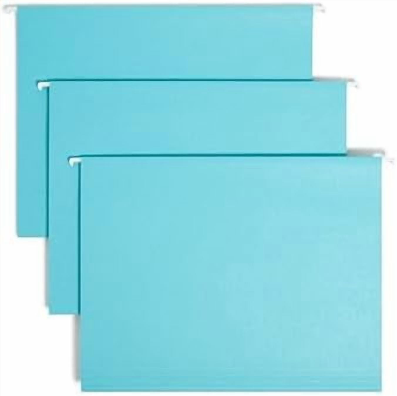 Standard Hanging File Folders, 25 Count, Aqua Blue, 1/5-Cut Adjustable ...