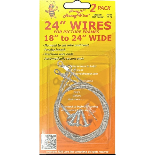 Standard HoneyWire 2 Pack 24" Precision Picture Hanging Wire for frames ...