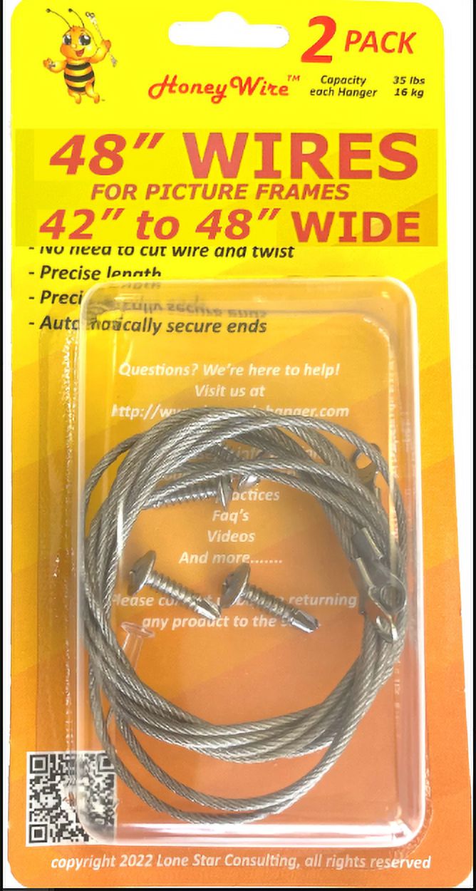 Standard HoneyWire 2 Pack 48" Precision Picture Hanging Wire for frames ...